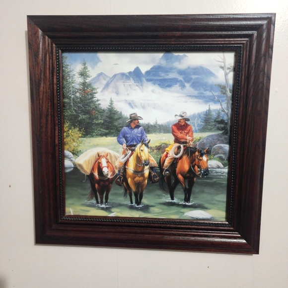 Source Unknown | Art | Clear Water Crossing Framed Print Western Horses ...
